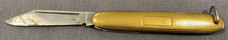 Gold-tone Single Blade Pocket Knife made in USA, Blade measures 1.5 ...