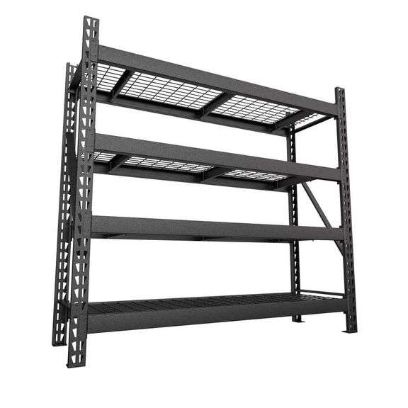 VEIKOUS - 72 in. Tall Black Metal 4-Tier Garage Storage Shelving ...