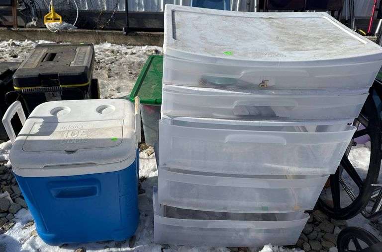 Blue Igloo Cooler and Clear Plastic Storage Drawers 18”-32” - Metzger ...