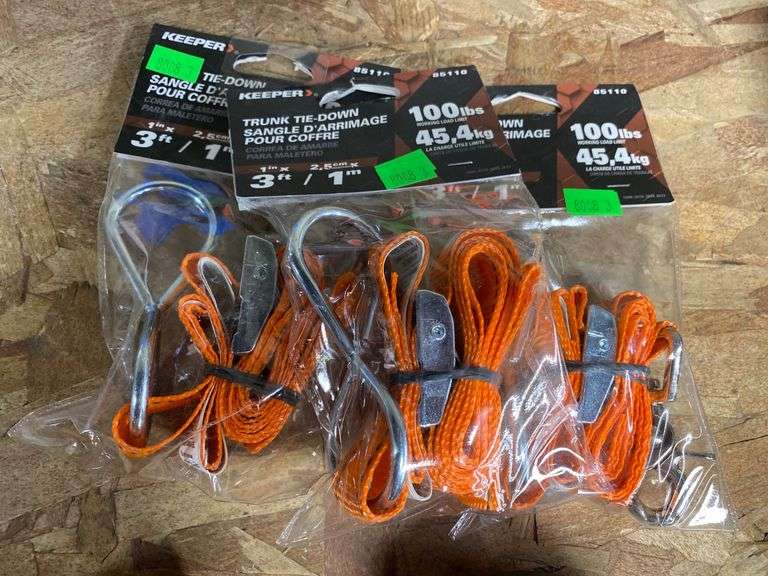 3 Bags of Keeper 3ft Trunk Tie-Downs, 100lb Working Load Limit, 1 Count ...