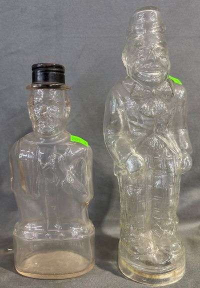 Lincoln Bottle Bank and Clown Shaped Glass Bottle, 11”-9” - Metzger ...