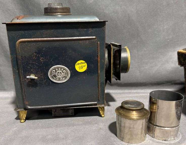 Magic Lantern and Glass Slides with Storage Box, 11.5”x5”x9”, 6”x5.5”x5 ...