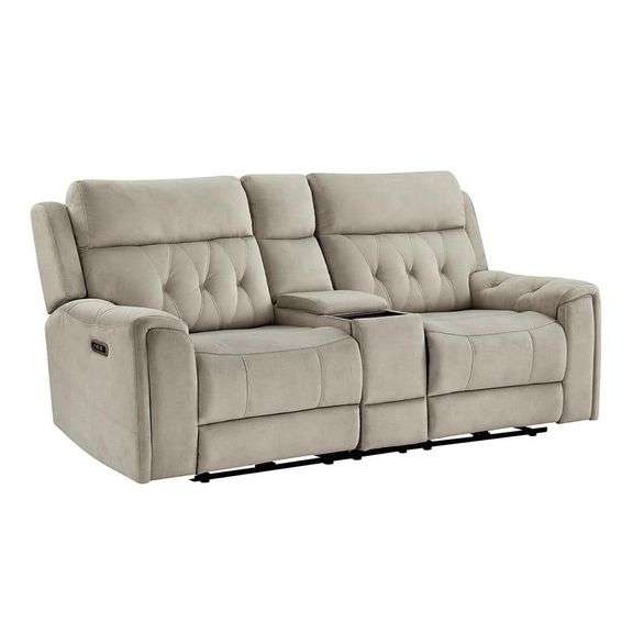 LAZZARA - Korlan 84.5 in W Microfiber 2-Seater Power Double Reclining ...