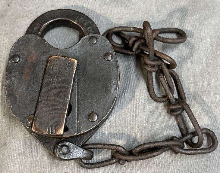 Corbin Cabinet Lock Co Metal Padlock with Chain and Keyhole Design 3 ...