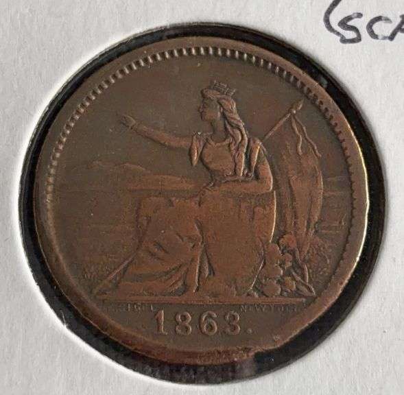 1863 Christoph Karl 2-Cent Size Civil War Token New York (Scarce ...