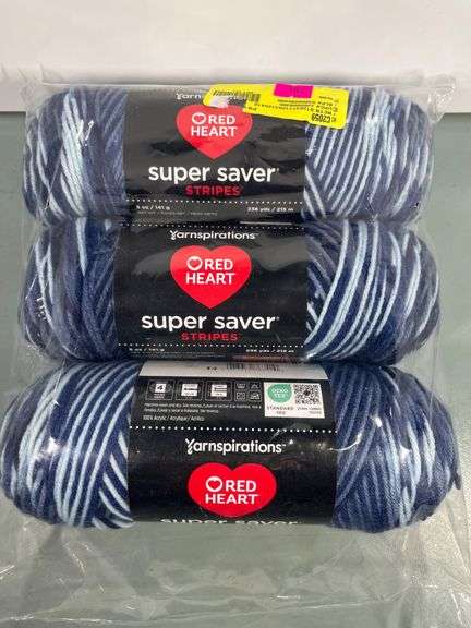 3 – Skeins of Red Heart Super Saver Stripes Yarn, 236 Yds Each ...