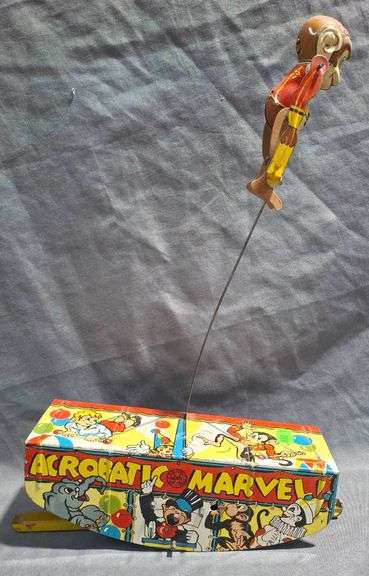 Marx Acrobatic Marvel Tin Wind Up Circus Monkey, 7.5″x14″ - Metzger ...