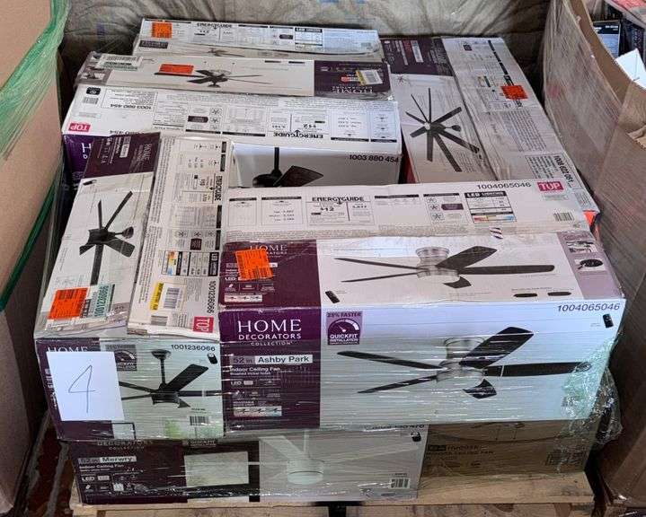Pallet of Ceiling Fans by Home Decorators Collection, Untested- May Not ...