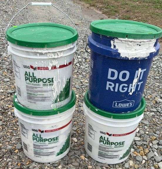 4 Half-Filled Buckets of USG Sheetrock Brand Joint Compound, Unable to ...
