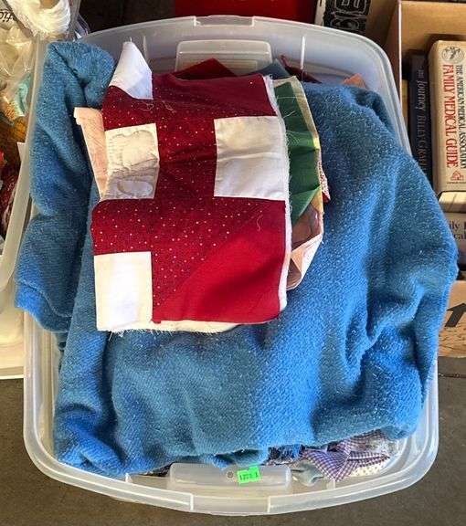 Plastic Bins with Fabric Scraps, Quilting Materials, and Patterns ...