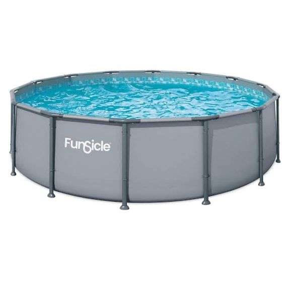 FunSicle Oasis 14 ft. Round 48 in. Deep Metal Frame Above Ground Pool ...