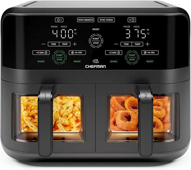 CHEFMAN - 6 Quart Dual Basket Air Fryer Oven with Easy View Windows ...