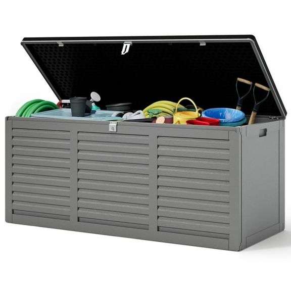 SEGMART - 130 Gallon Resin Deck Box, Outdoor Lockable Storage Container ...