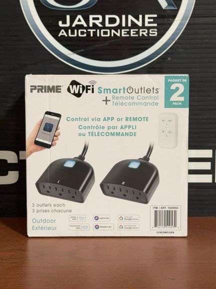 2 Pack Prime Smart Outlets + Remote Control - Jardine Auctioneers Inc.