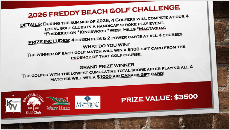 2026 Freddy beach golf challenge - Value $3500 - Jardine Auctioneers Inc.