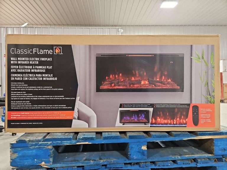 Classic Flame Wall Mounted Electric Fireplace with Infrared Heater ...