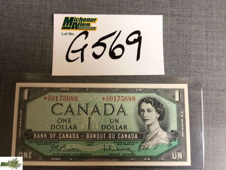 CRISP 1954 CAD One Dollar Replacement Note-Prefix-SO - Michener Allen ...