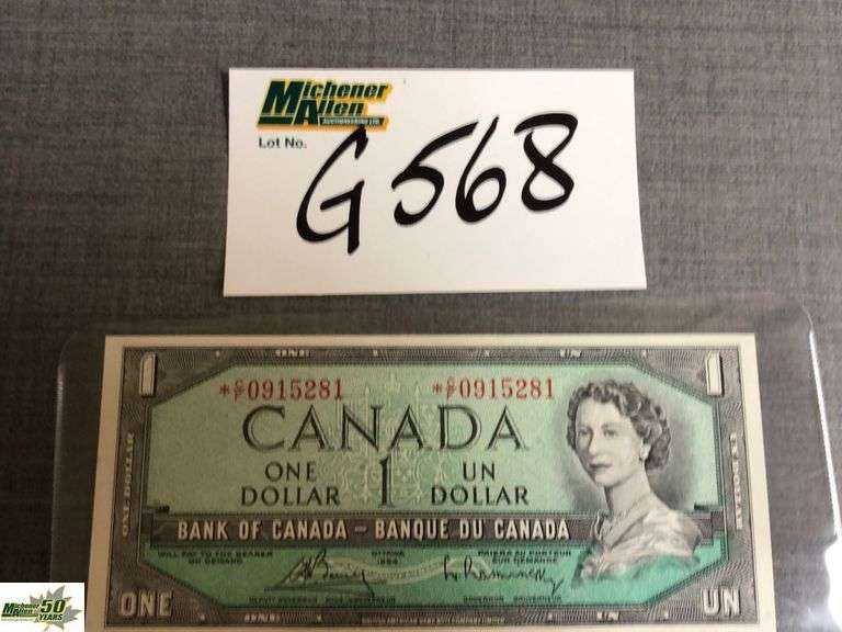 CRISP 1954 CAD One Dollar Replacement Note-Prefix-CF - Michener Allen ...