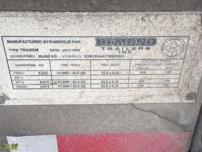 2007 Di-Mond Trailers 53Ft Chassis Trailer TRI/A 53ft. Chassis Trailer ...