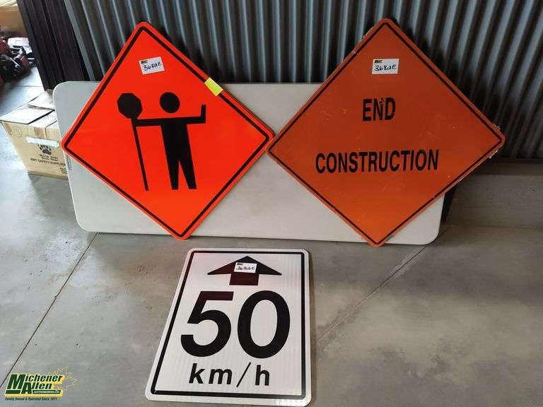Traffic Signs: 50km Max. Speed & Traffic Control Person Ahead Diamond ...