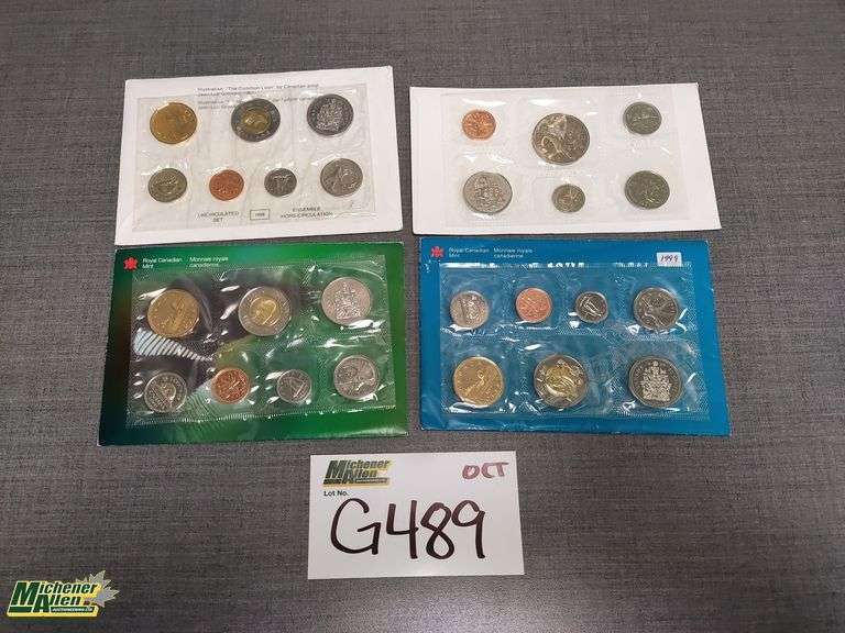 4 Canada UNC Coin Sets (1972, 1998, 1999 & 2000) - Qty 1 - Michener ...