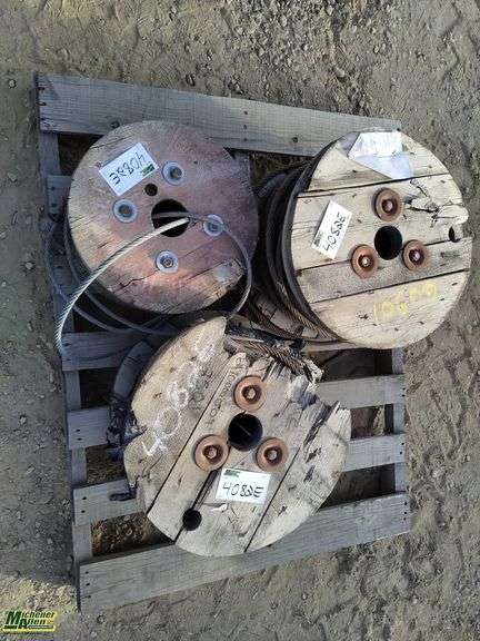 Pallet with 3 Spools of Wire Cable - Michener Allen Auctioneering Ltd