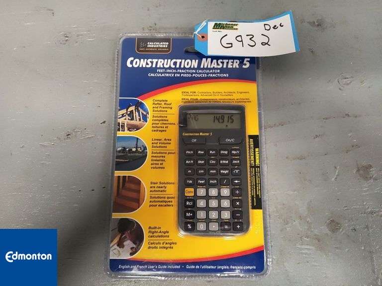 Master 5 Construction Calculator - Qty 1 - Michener Allen Auctioneering Ltd