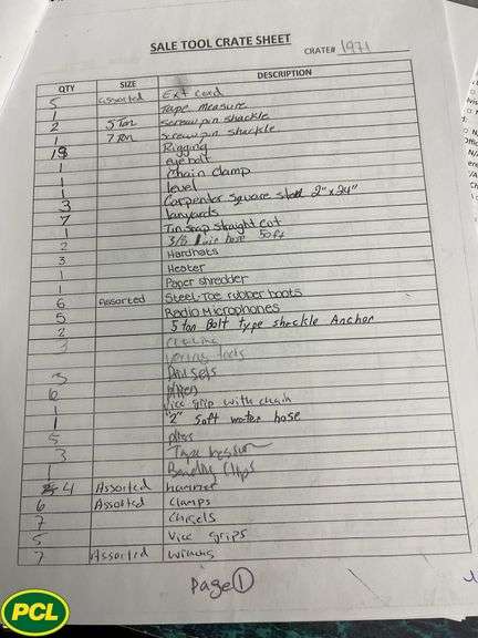 Crate with Assorted Truck Straps, Measuring Squares, Levels - See List ...