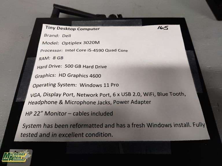 Dell Tiny Desktop PC *Specs in Pics* - Qty 1 - Michener Allen ...