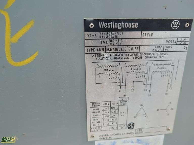 Westinghouse Transformer - Michener Allen Auctioneering Ltd