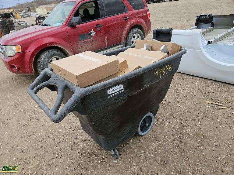 Rubbermaid Rolling Garbage Bin With PPE - Michener Allen Auctioneering Ltd