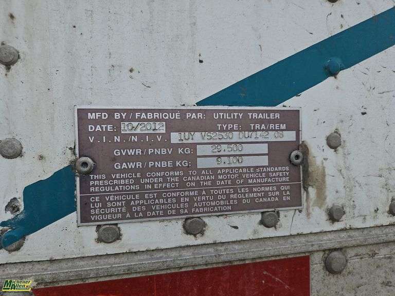 2013 Utility Trailer Mfg. Co. T/A 53ft. Reefer Trailer - Michener Allen ...