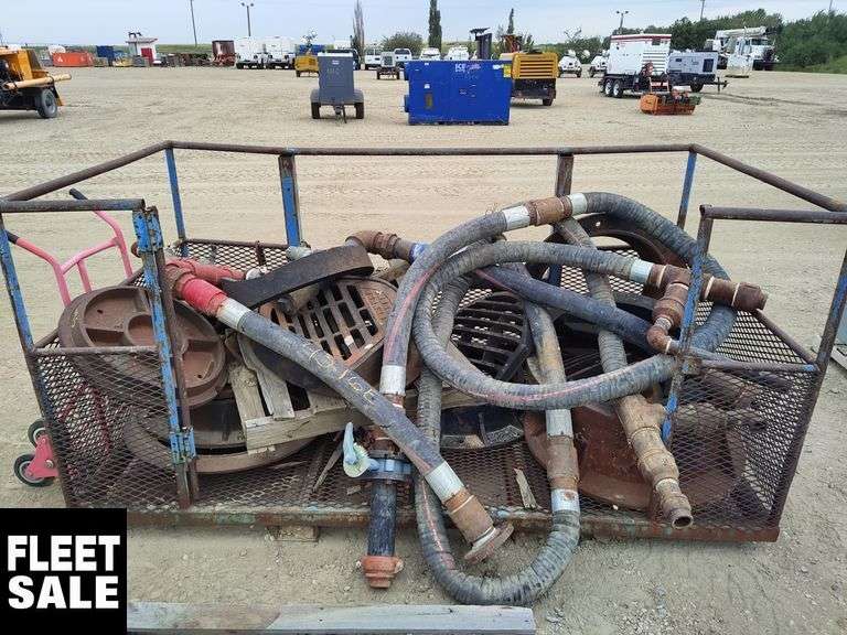 Metal Crate of Transfer Valves, Pipes, Grates (Dolly Included) - Qty 1 ...