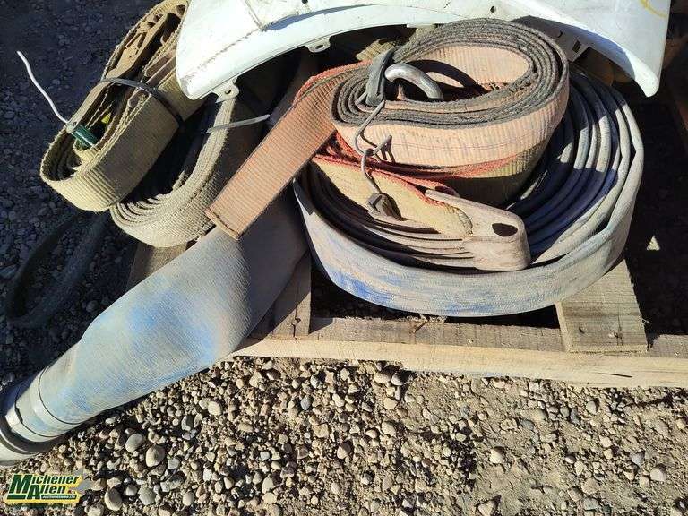 Pallet with Assorted Automotive Parts, Tie Down Straps, HP Monitor ...