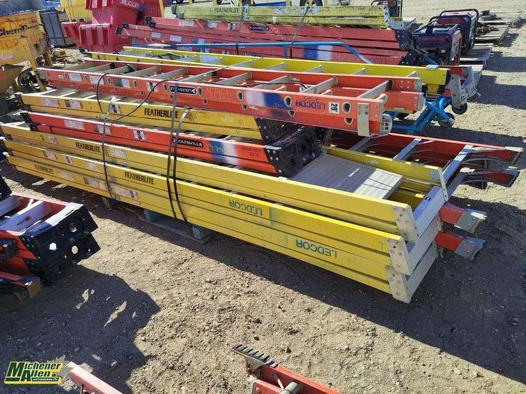 Pallet with Assorted Sized Louisville & Featherlight Ladders - Qty 1 - Michener Allen ...