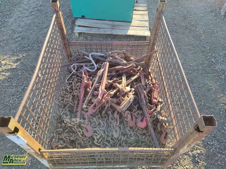Metal Crate of Chains with Lebus Load Binders - Qty 1 - Michener Allen ...