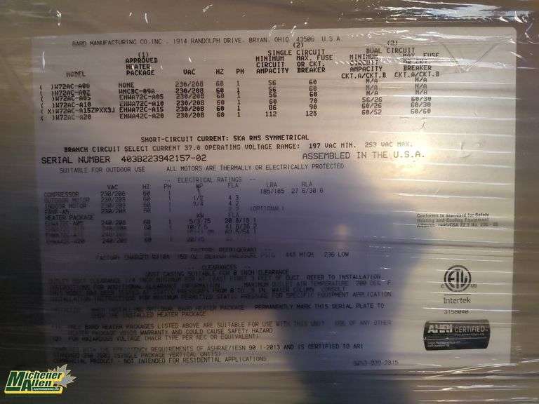 Branch Circuit Current Selector - Michener Allen Auctioneering Ltd