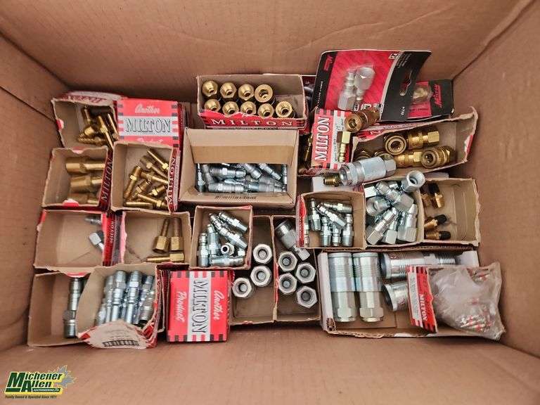 Open Box Containing Assorted Air Line Parts and Connectors - Michener ...
