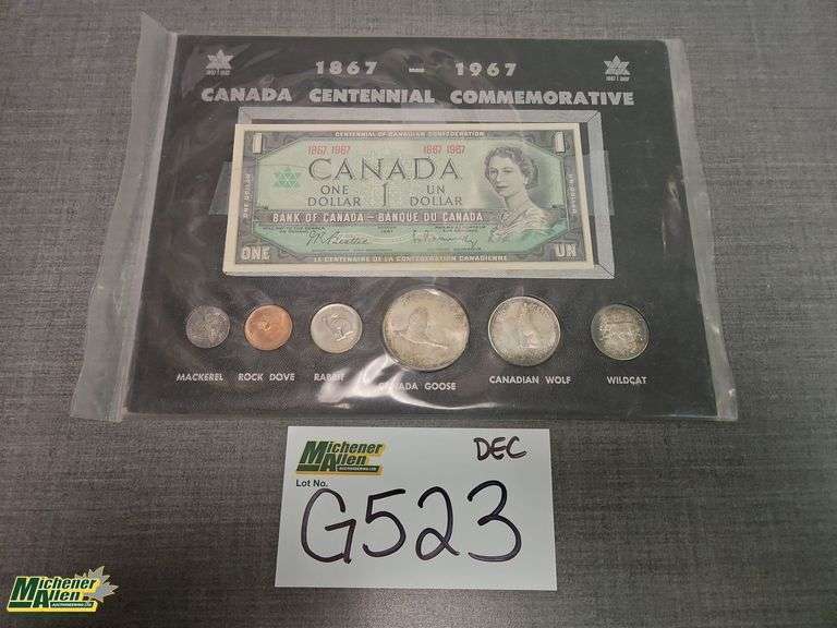 1867-1967 Canada Centennial Commemorative Silver Dollar, 50 ,25 and 10 ...