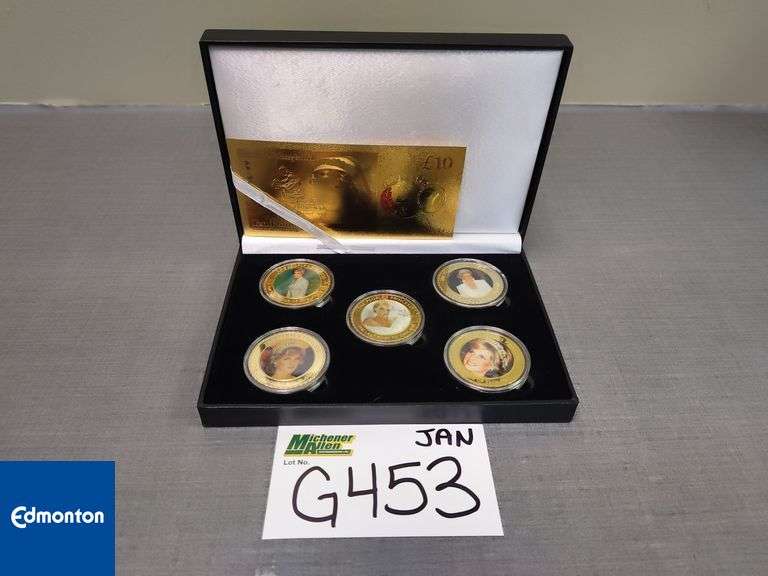 Commemorative 5 Gold Plated Princess of Wales Coin Set - Qty 1 ...
