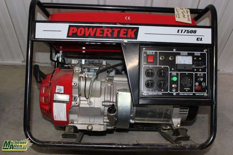 Unused Powertek ET7500 7.5kW Portable Gas Generator - Michener Allen ...