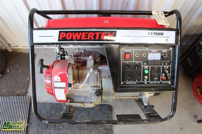 Unused Powertek ET7500 7.5kW Portable Gas Generator - Michener Allen ...