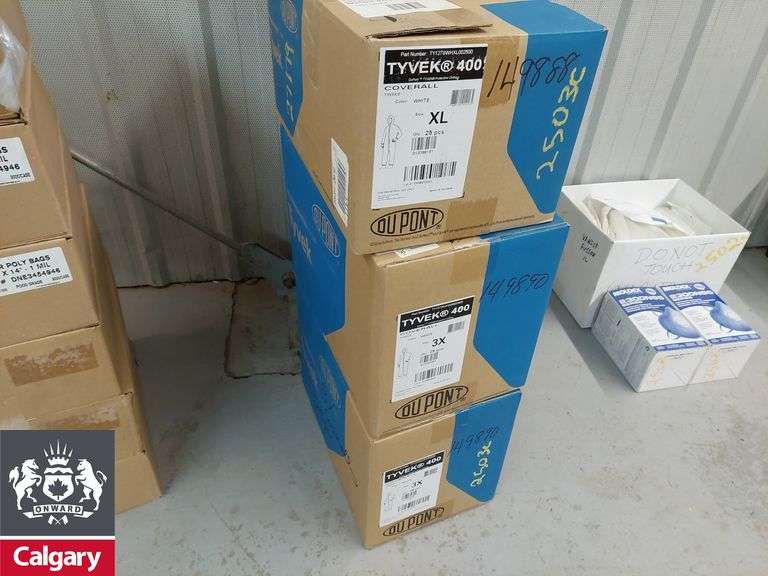 3 Boxes Disposable Coveralls 25 per Box XL/3X/3X Dupont Tyvek400 ...