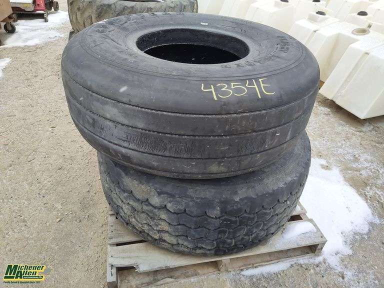 1 Goodyear Flight Leader Boeing 49 x 17 Tire, 1 Farm Tire on Rim ...