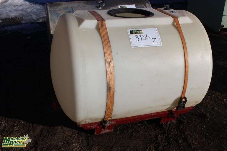 Plastic Liquid Tank Mounted on a Steel Cradle w/ Strap Tie Downs ...