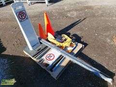 Pallet Containing 5 Assorted Pylons, 2 No Parking Signs and 1 Wheel ...