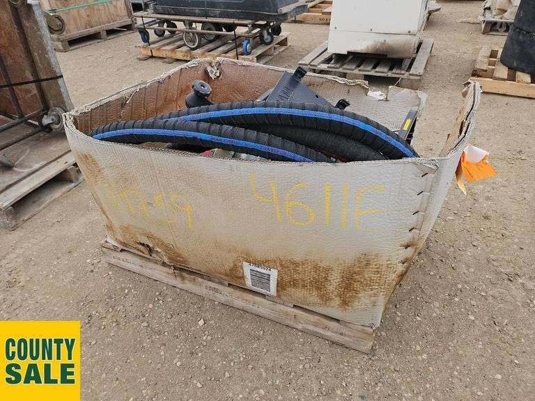 Box with Assorted Shop Supplies (Pump, Hoses, Tough Tray for Ram) - Qty ...