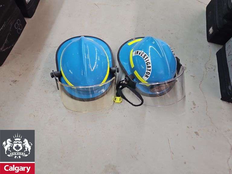 2x Blue Fire Helmets - Michener Allen Auctioneering Ltd