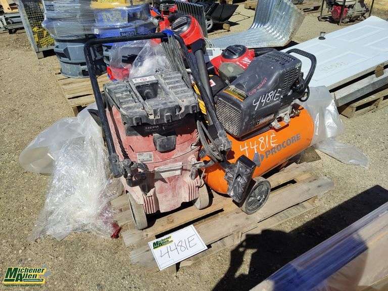 Pallet with Hilti Shop Vac, 3 Air Compressors, Hilti Compact Vacuums ...