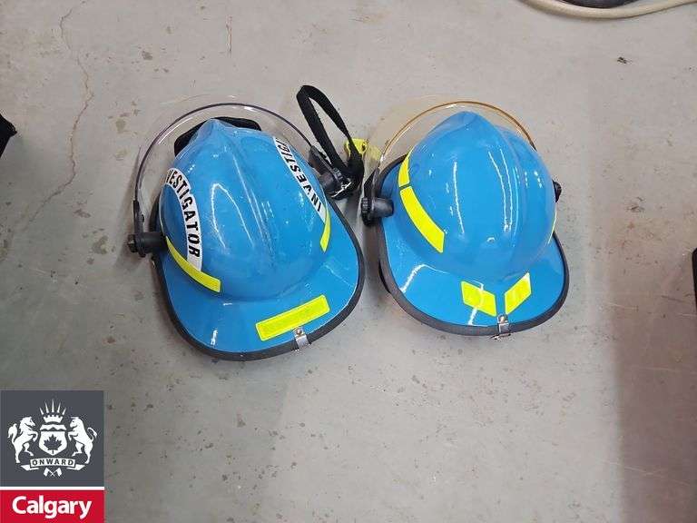 2x Blue Fire Helmets - Michener Allen Auctioneering Ltd